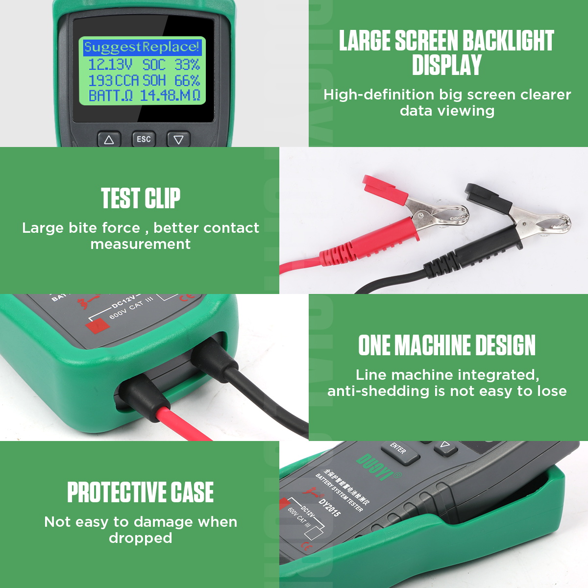 DUOYI DY2015 12V Car Battery Tester Car Battery System Tester Battery ...