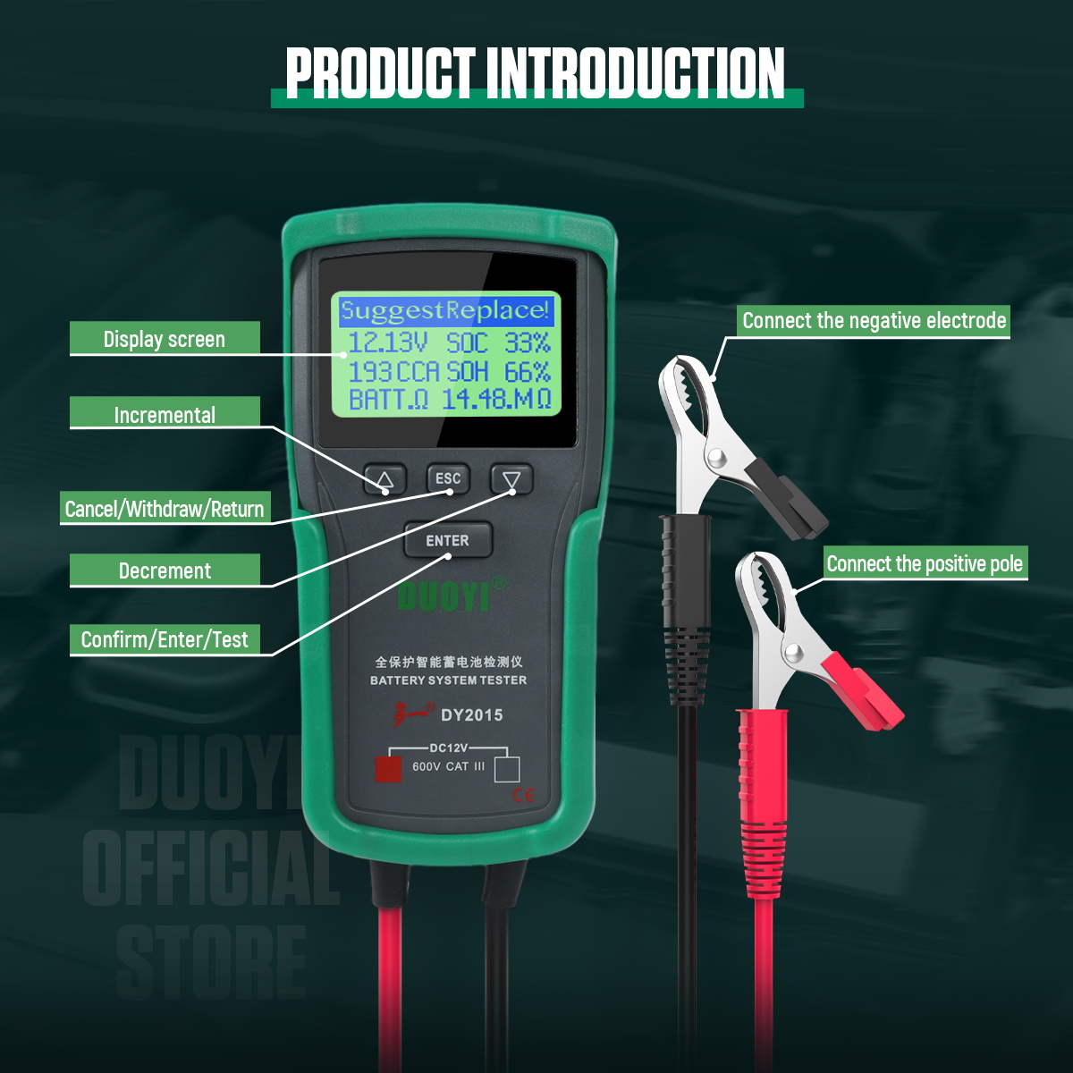 DUOYI DY2015 12V Car Battery Tester Car Battery System Tester Battery ...
