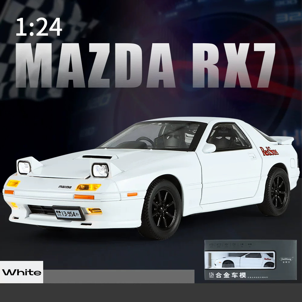 【RUM】1:24 Scale Mazda RX7 Alloy Car Model Light & Sound Effect Diecast ...
