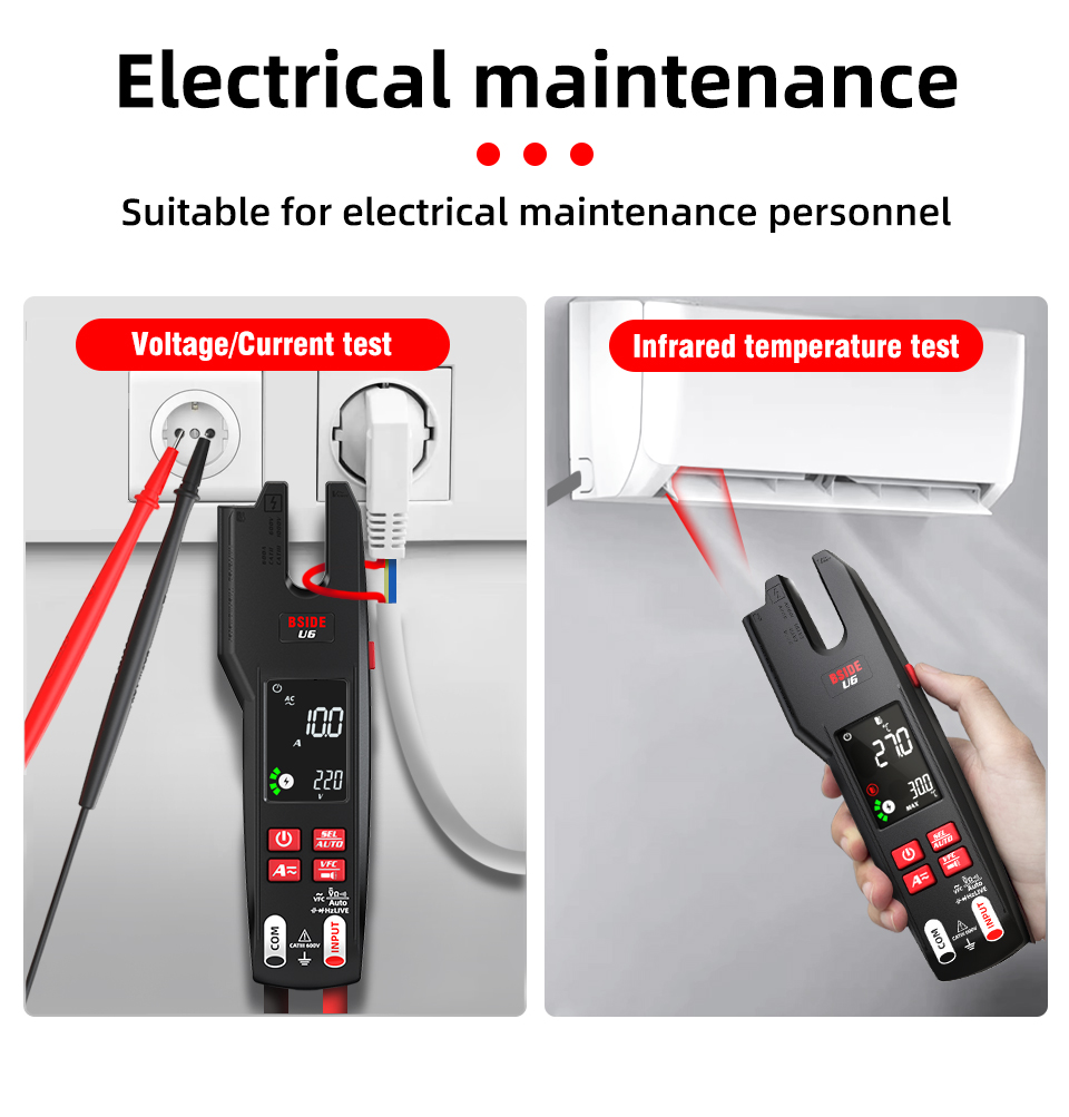 U6 Digital Fork Clamp Meter 600A Current Open Jaw Ammeter Multimeter DC ...