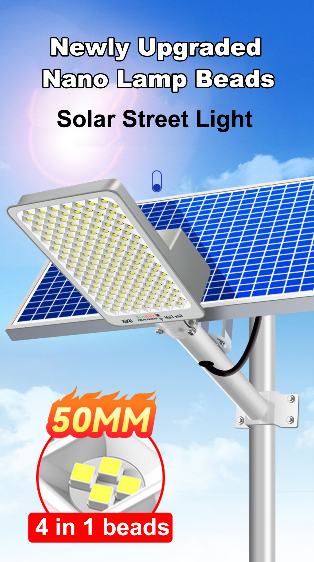 【Ready stock】Solar light outdoor lighting 35000W Metal lamp body IP67 waterproof light lampu ...