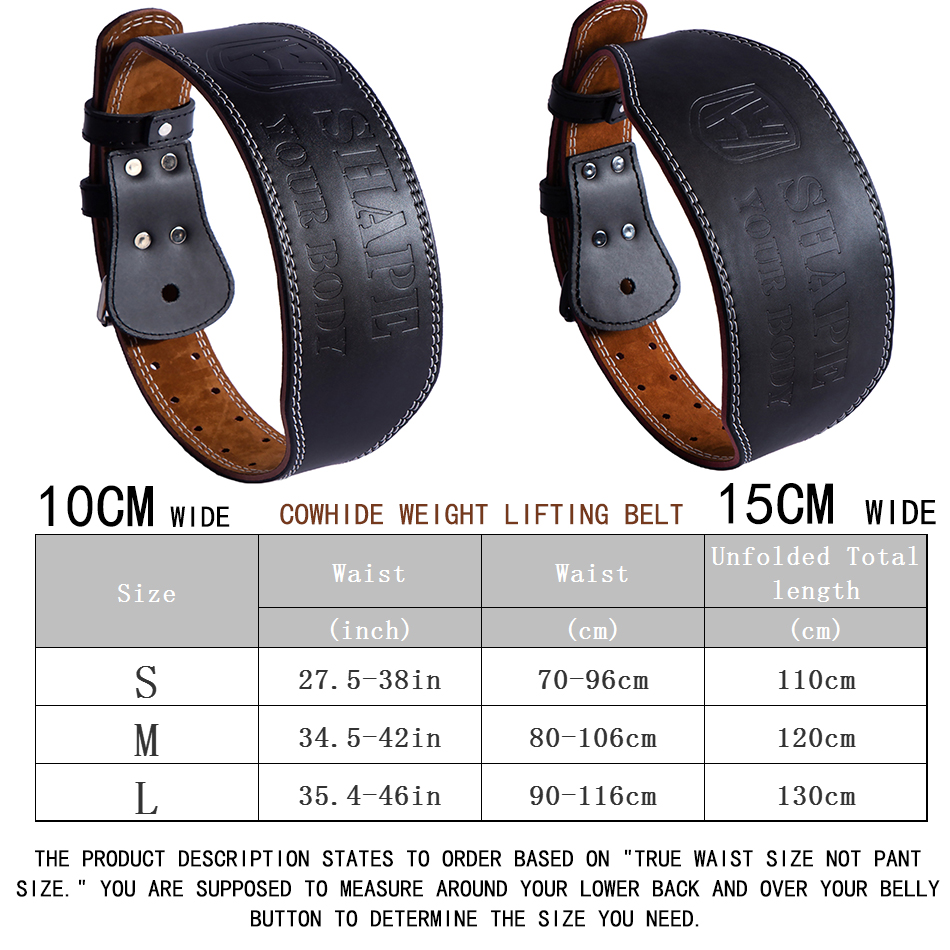 Worthdefence 10cm/15cm Wide Cowhide Leather Weight Lifting Belt for Men ...