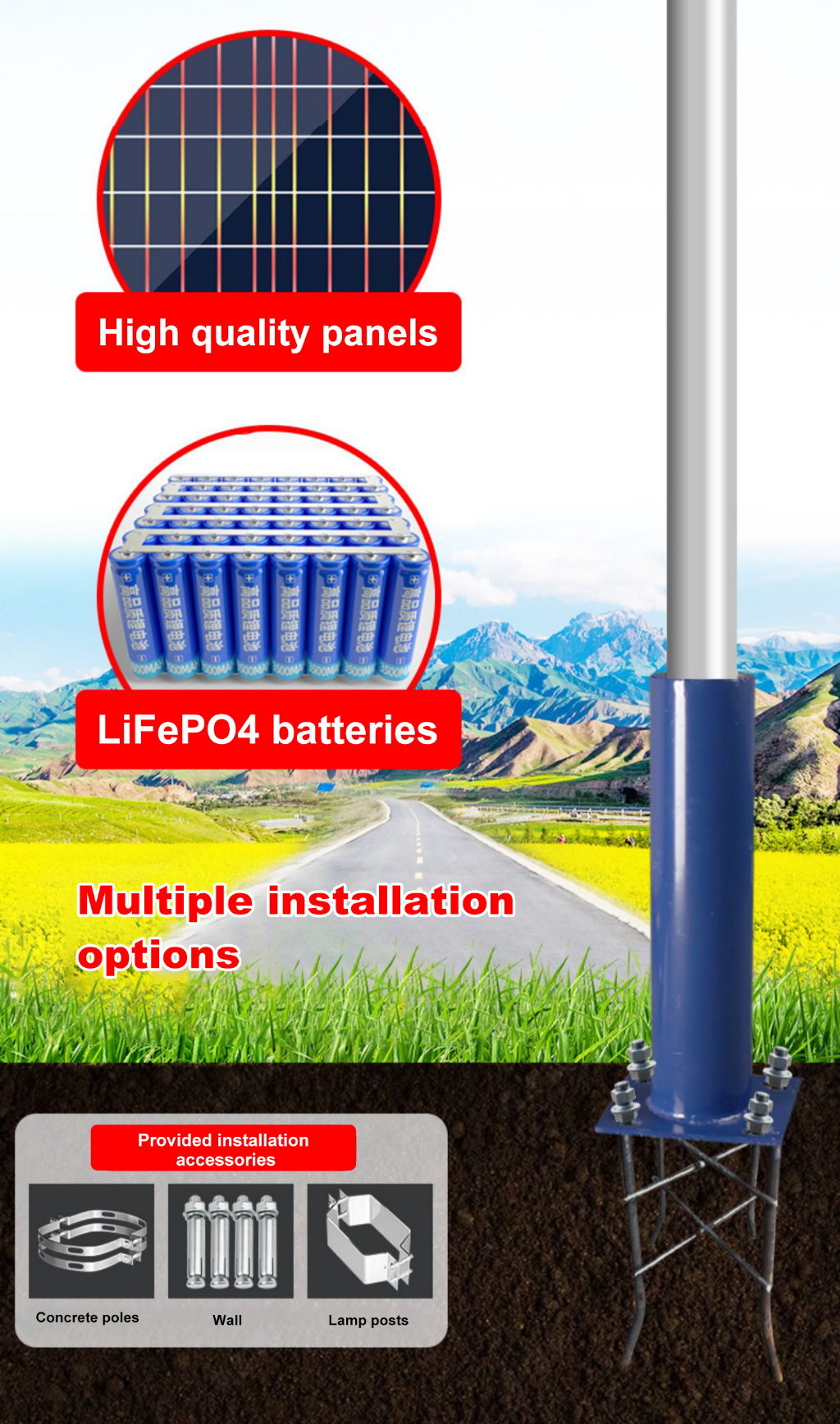 【Ready stock】Solar light outdoor lighting 35000W Metal lamp body IP67 waterproof light lampu ...
