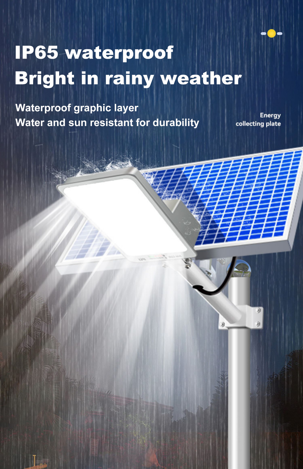【Ready stock】Solar light outdoor lighting 35000W Metal lamp body IP67 waterproof light lampu ...