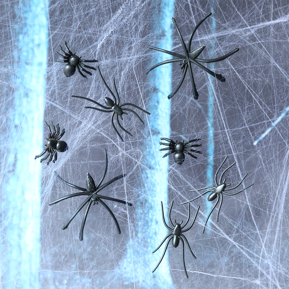 30pcs Black Spider Simulation Tricky Toy Haunted House Spider Web Bar ...