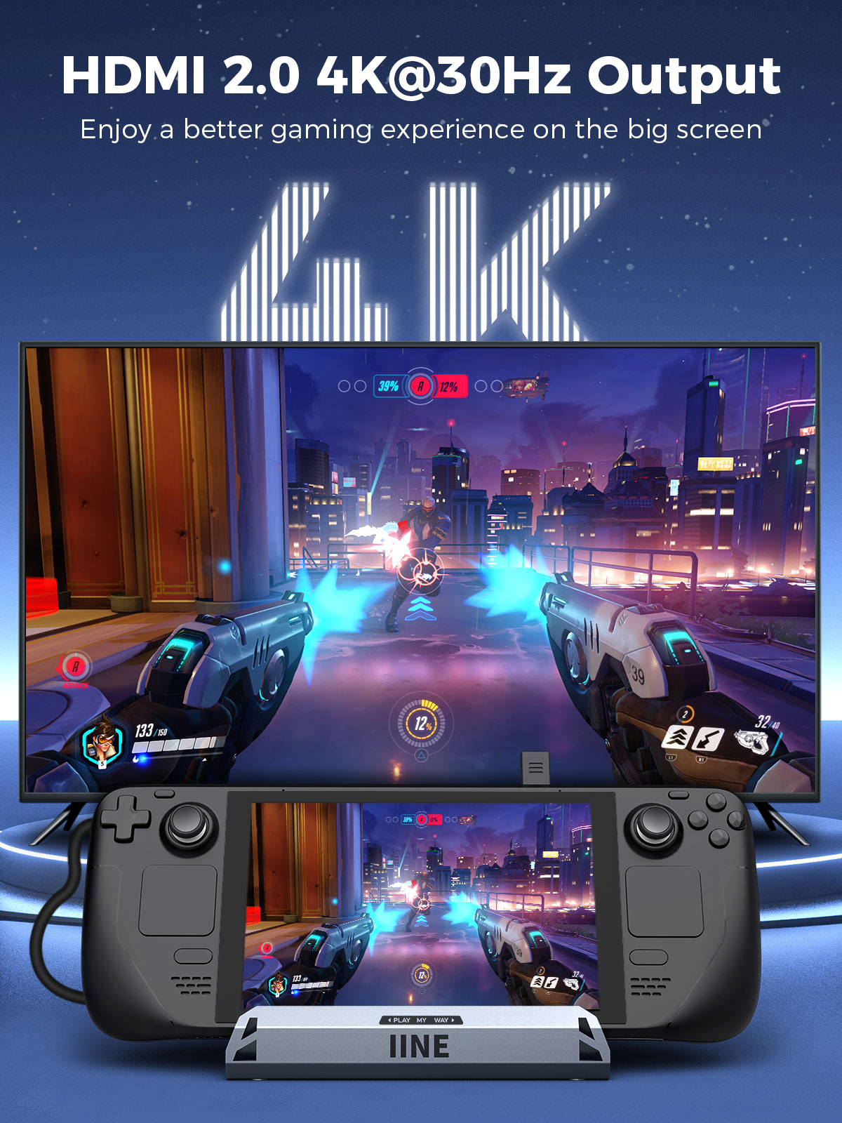 IINE ROG Ally Aluminum Docking Station Multi-function Charging Video ...