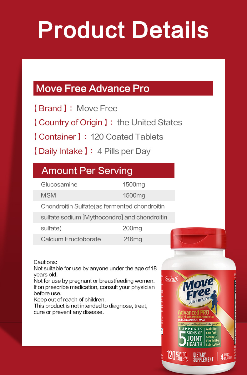 Move Free Advanced PRO with High-Absorption Chondroitin, Glucosamine ...