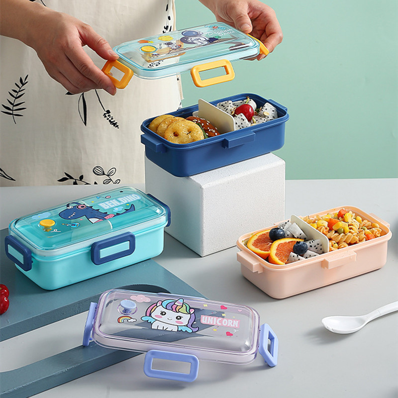 530ml/700ml Cartoon Lunch Box With Spoon Leak-Proof Food Grade Plastic ...