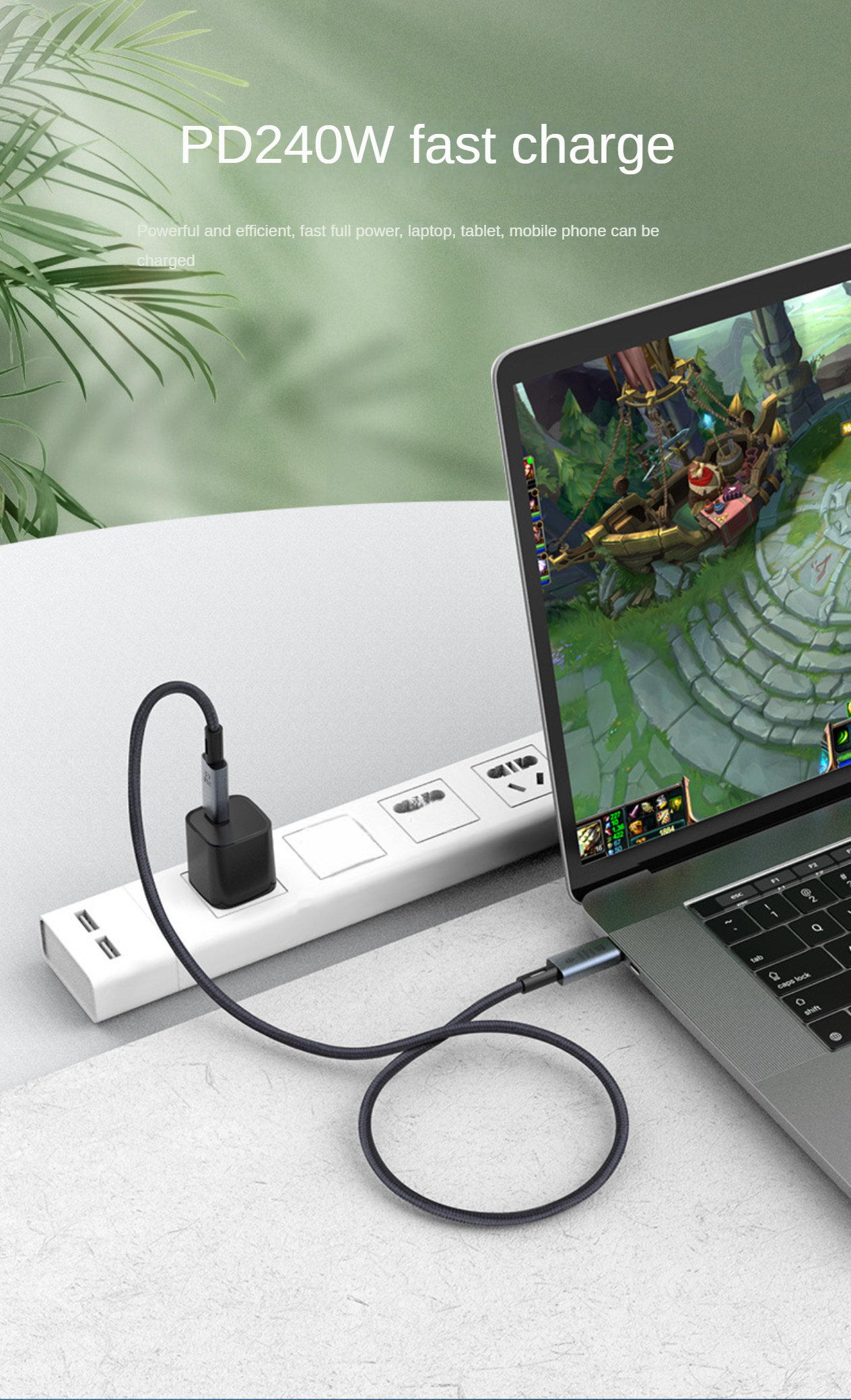 Type C 240W Fast Charging Cable 40Gbps High-speed Transfer 8K 60Hz Video Display Cable USB4 ...