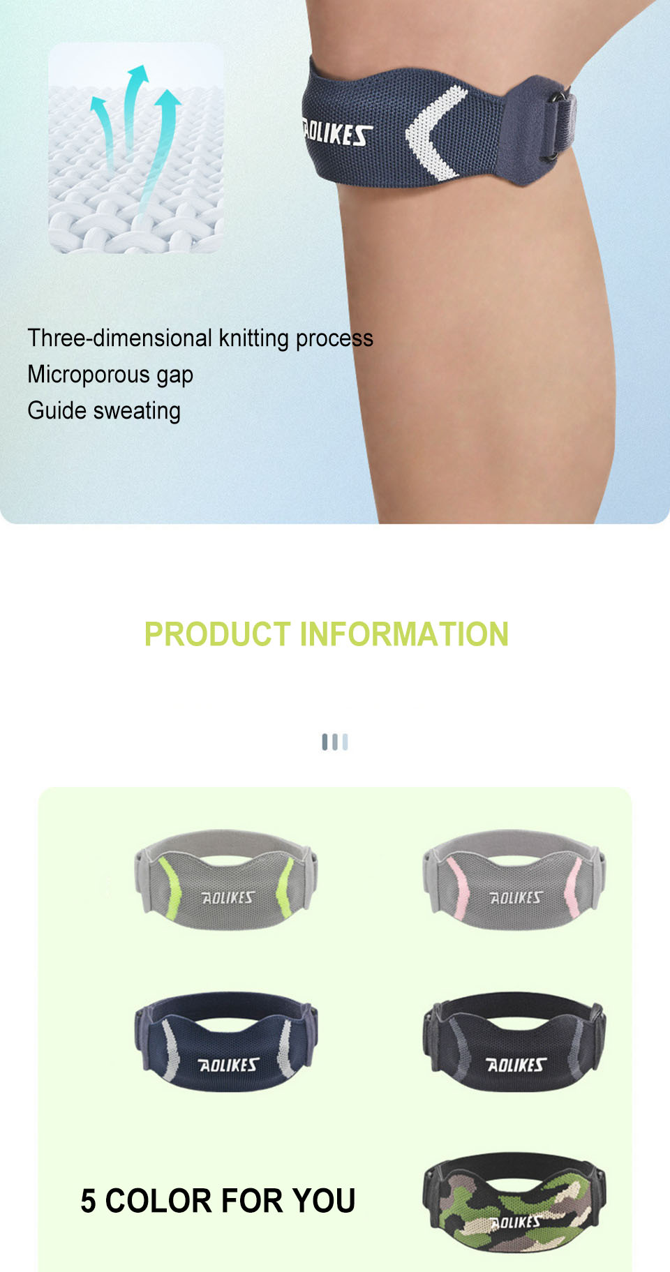 AOLIKES 1PC Patella Knee Strap, Adjustable Knee Brace Patellar Tendon ...