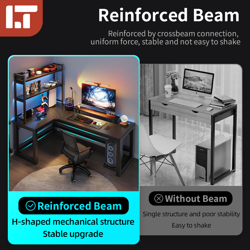Premium Carbon Fiber L Shape Table Gaming Table 140/160/180CM Home ...