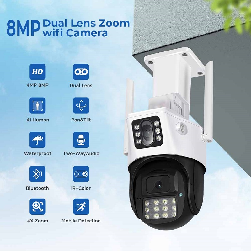Tuya Smart Life 4MP PTZ WiFi IP Camera Dual Lens&Dual Screen Outdoor ...
