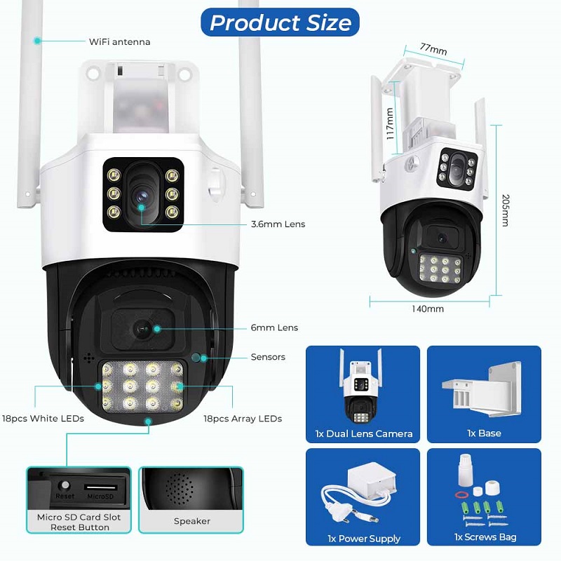 Tuya Smart Life 4MP PTZ WiFi IP Camera Dual Lens&Dual Screen Outdoor ...