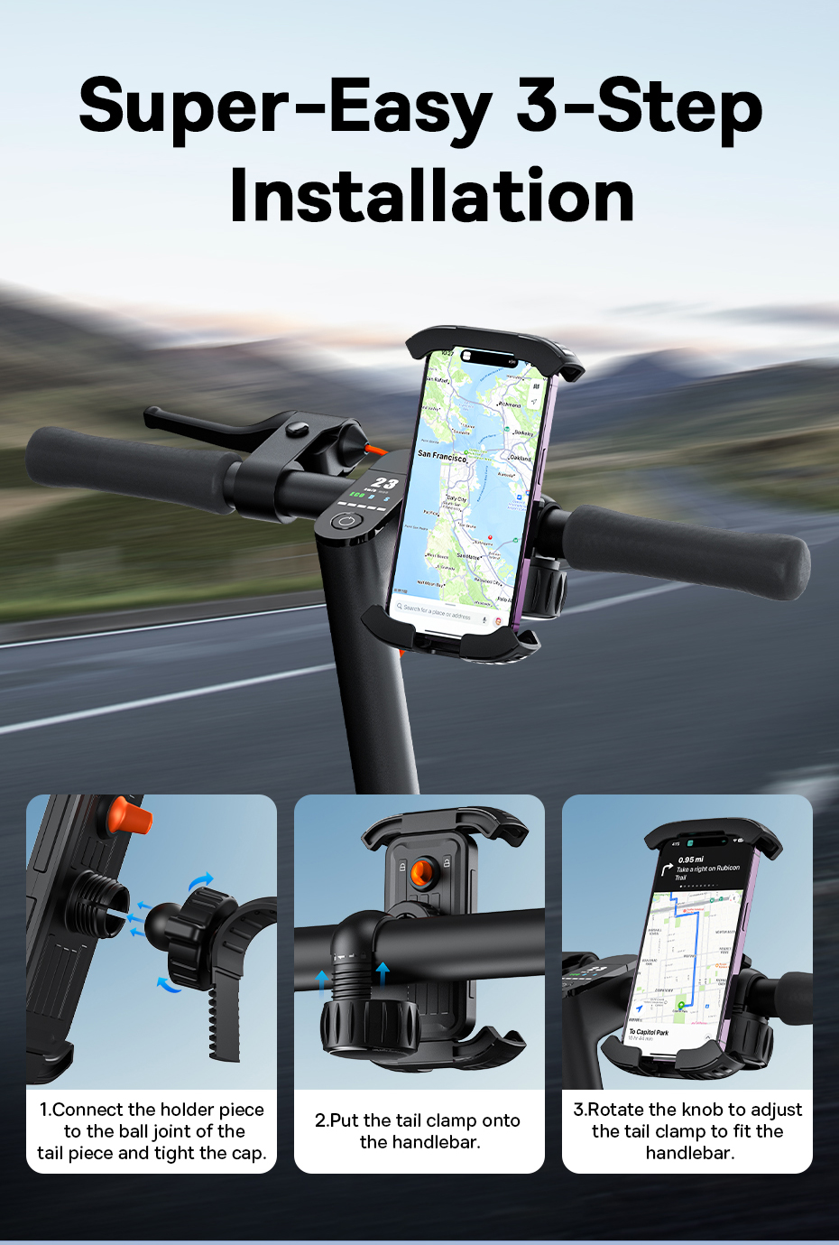 Baseus Bike Phone Holder Motorcycle Bicycle Phone Stand Bracket For ...