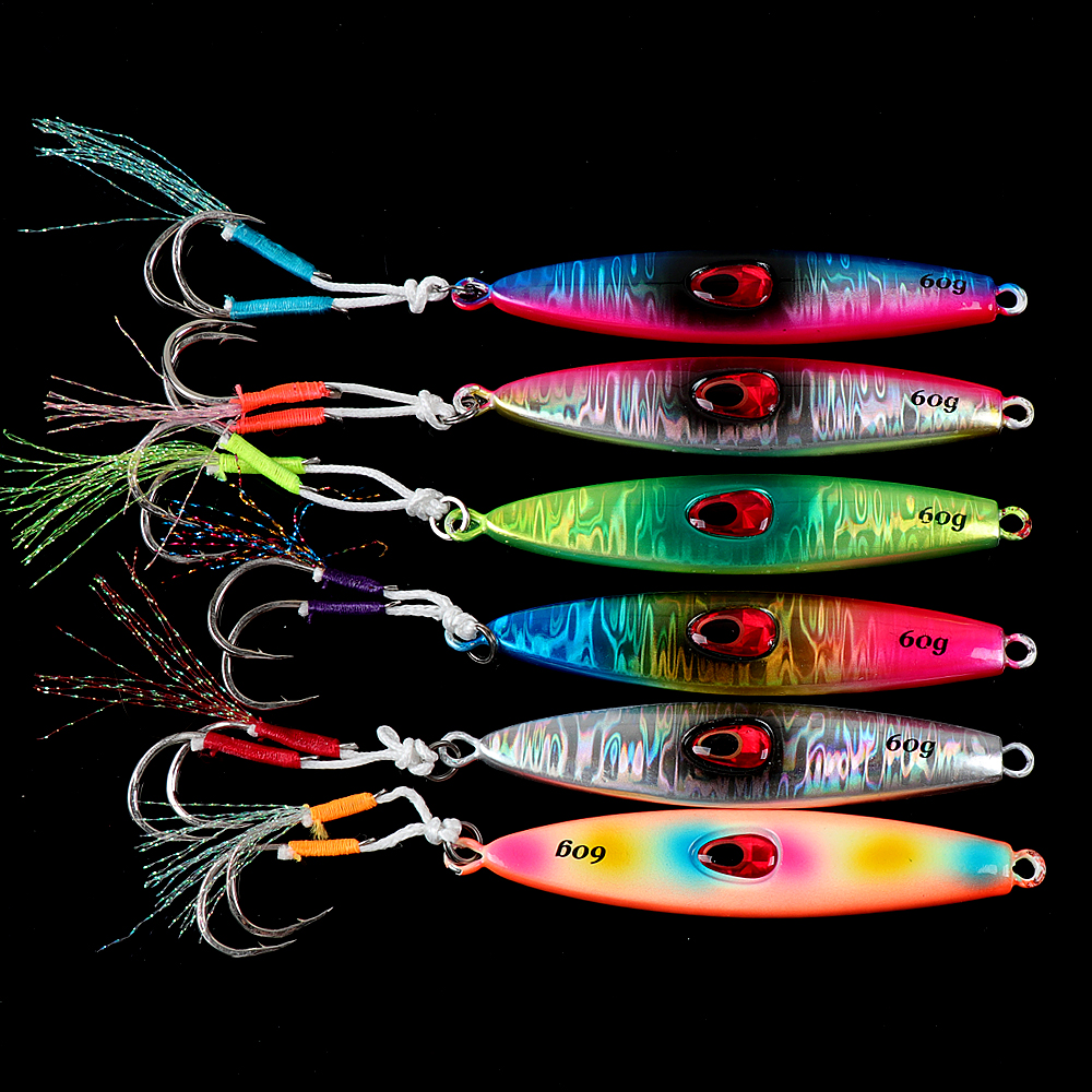 Fishing Jig Lure 20g/30g/40g/60g Deep Sea Fishing Lure Slow Jigging Artificial Lures with Double ...