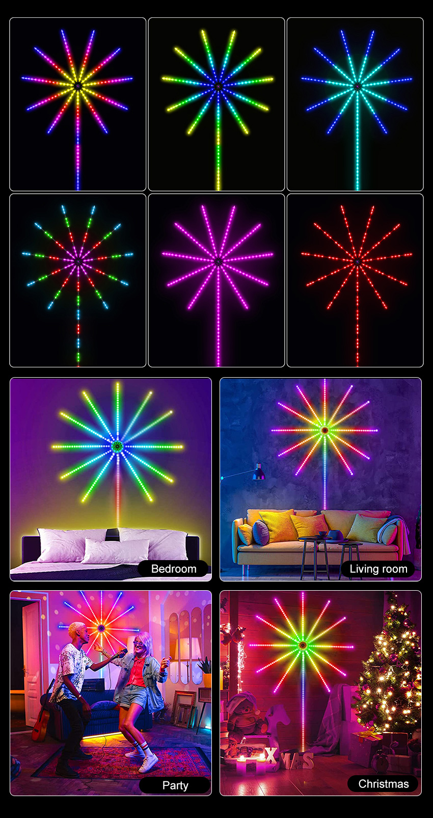 UZBOO Smart LED Firework Lights Music Sound Sync Lights with APP Remote ...