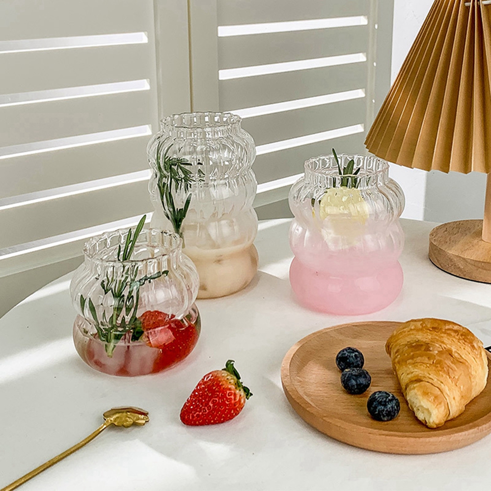 Home Cafe Minimalist Striped Glass Cups High Borosilicate Transparent ...