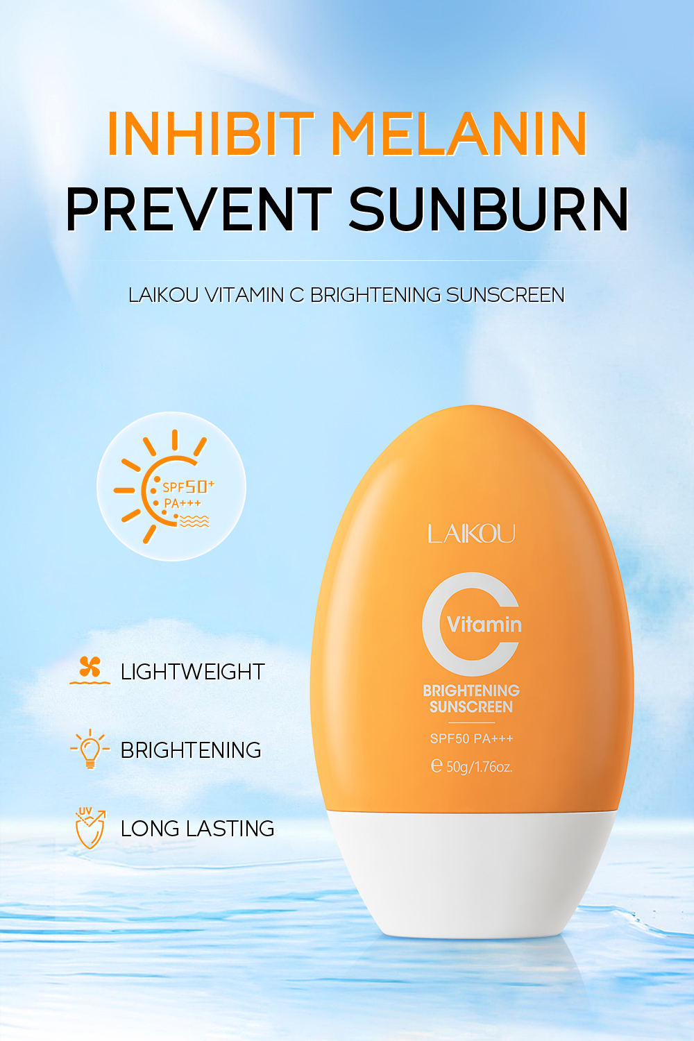 LAIKOU Vitamin C Brightening Sunscreen UV Sunblcok SPF50 PA+++ Suncream ...