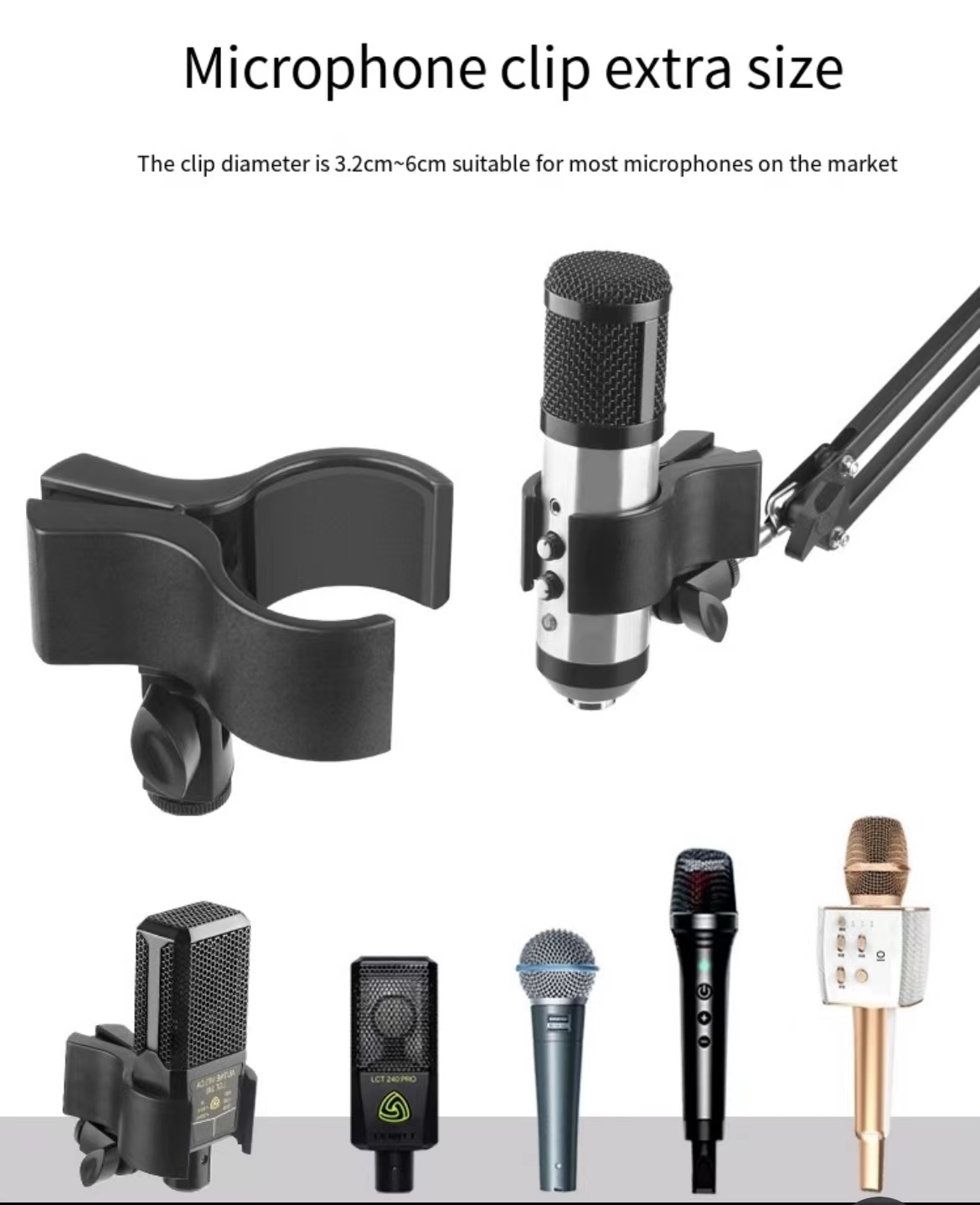 Clamp Microphone Clip Large Conferences Flexible Holder Large condenser ...