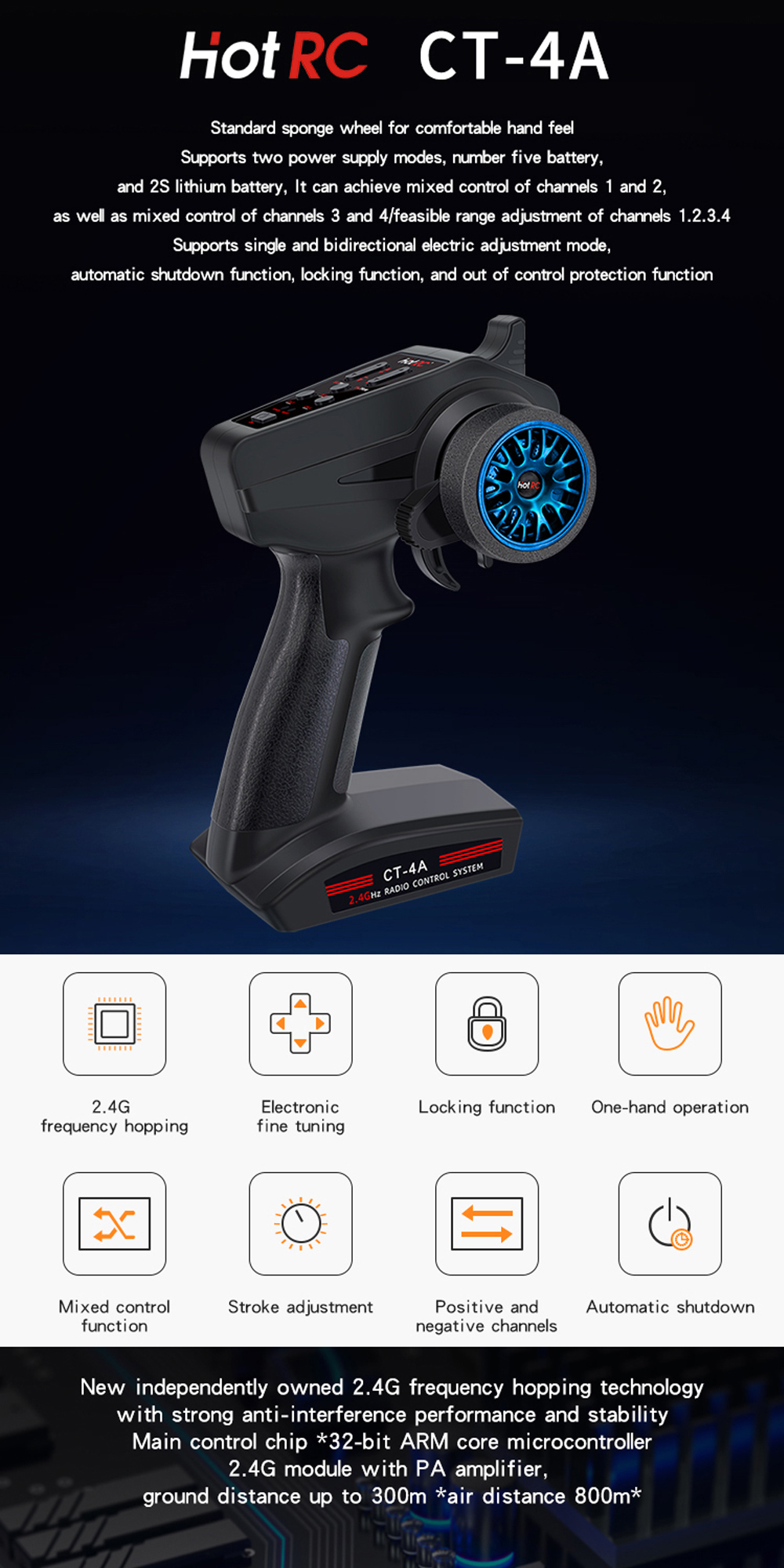 Hotrc Hot rc CT-4A CT4A CT 4A 4-9V 2.4GHz 4CH Transmitter F-04A F04A PWM Receiver For RC Model ...