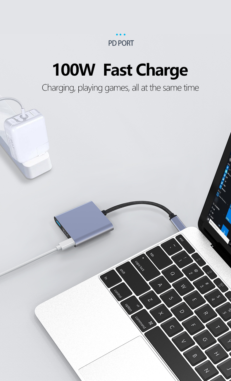 3In1 Multi-Function USB C Docking Station Type C To HDMI 4K PD USB 3.0 ...