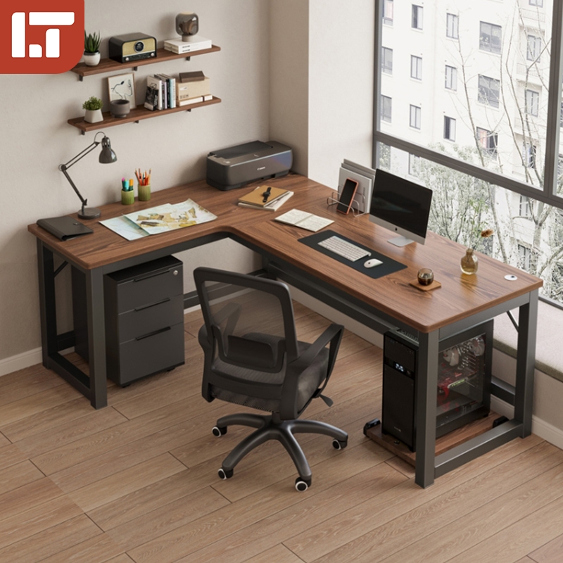 Office Table 180CM L Shape Table Carbon Fiber Computer Table with CPU ...