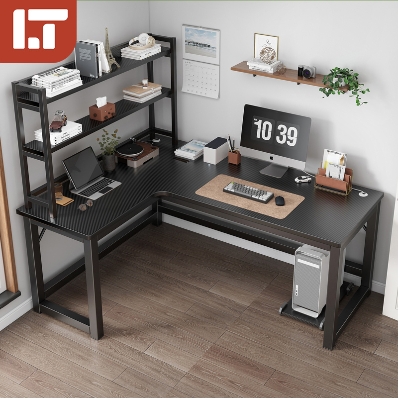 Office Table 180CM L Shape Table Carbon Fiber Computer Table with CPU ...