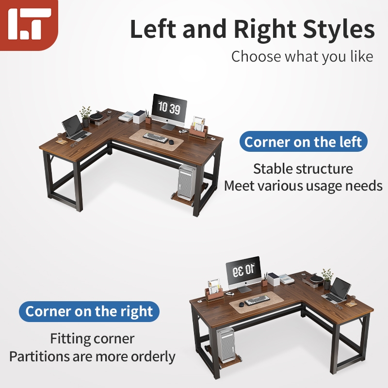Office Table 180CM L Shape Table Carbon Fiber Computer Table with CPU ...
