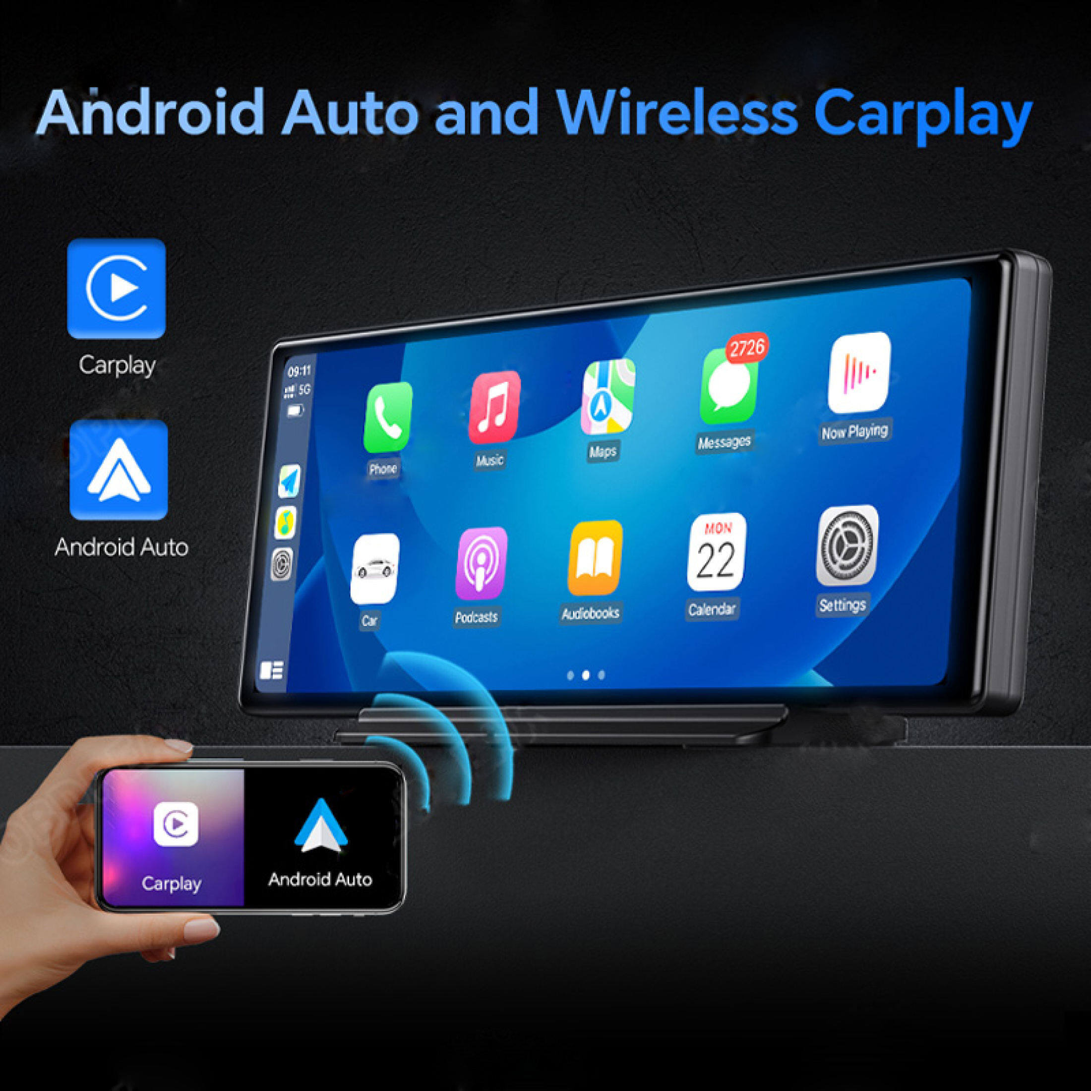 EKLEVA Android 13 2+32GB GPS Navigation Car Dash Cam Carplay & Android ...