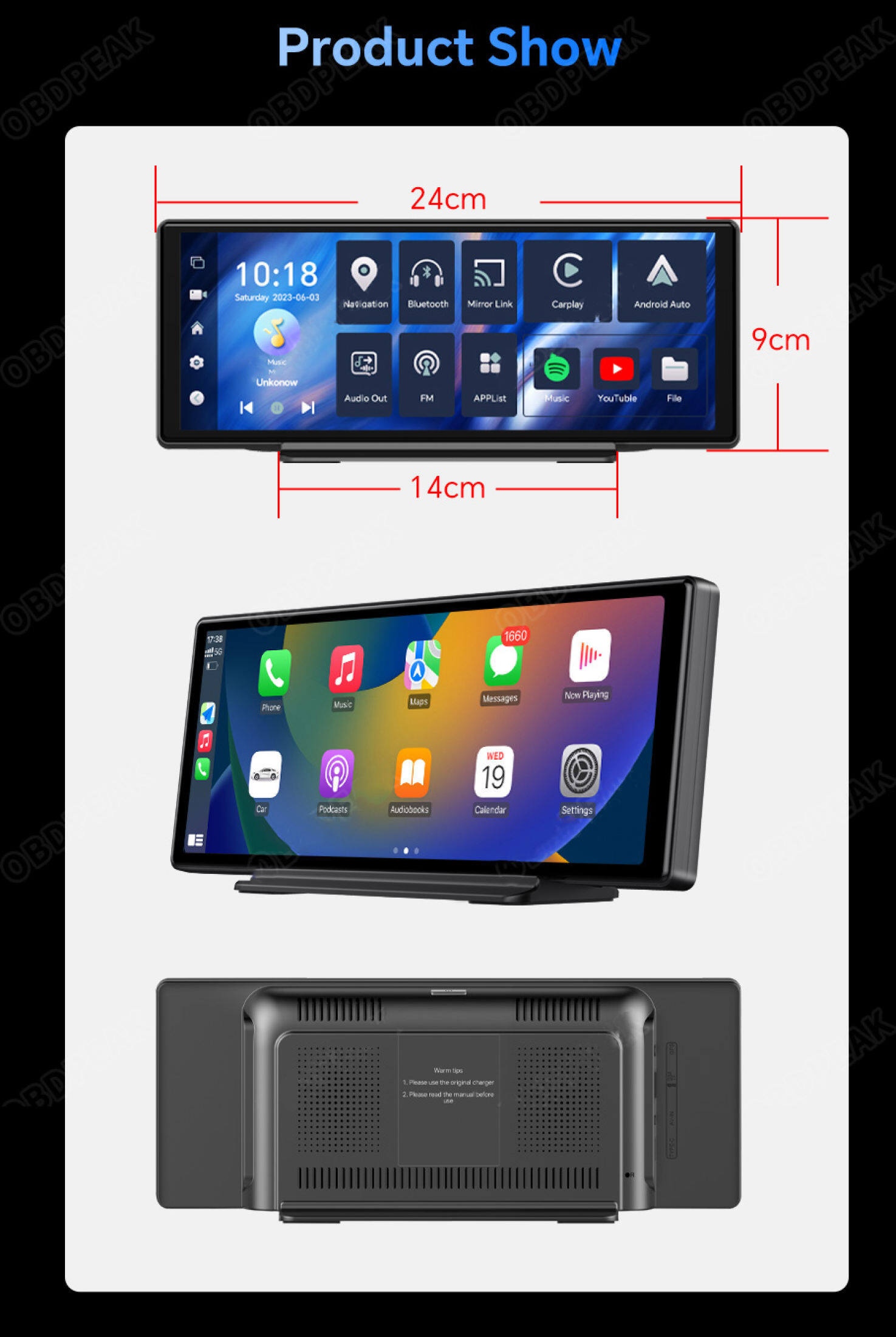 EKLEVA Android 13 2+32GB GPS Navigation Car Dash Cam Carplay & Android ...