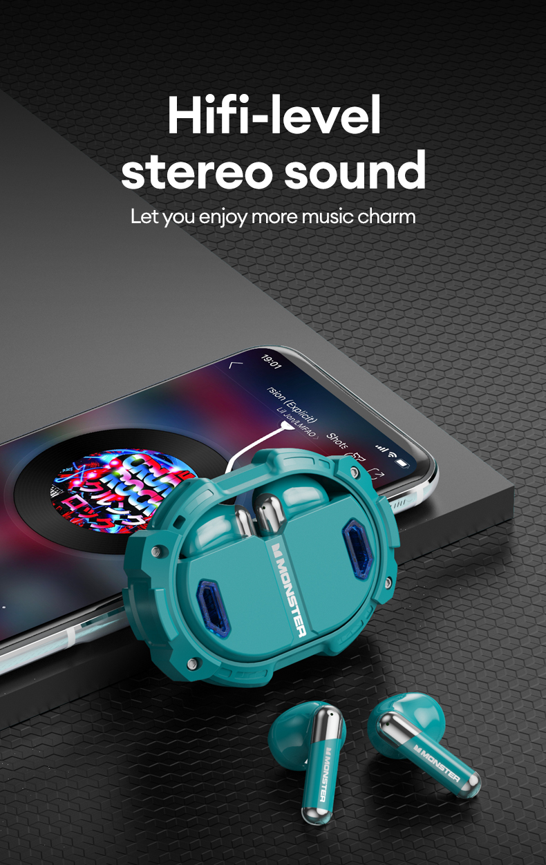 Monster XKT10 PRO Bluetooth Earphone Stereo Surround Large Capacity ...