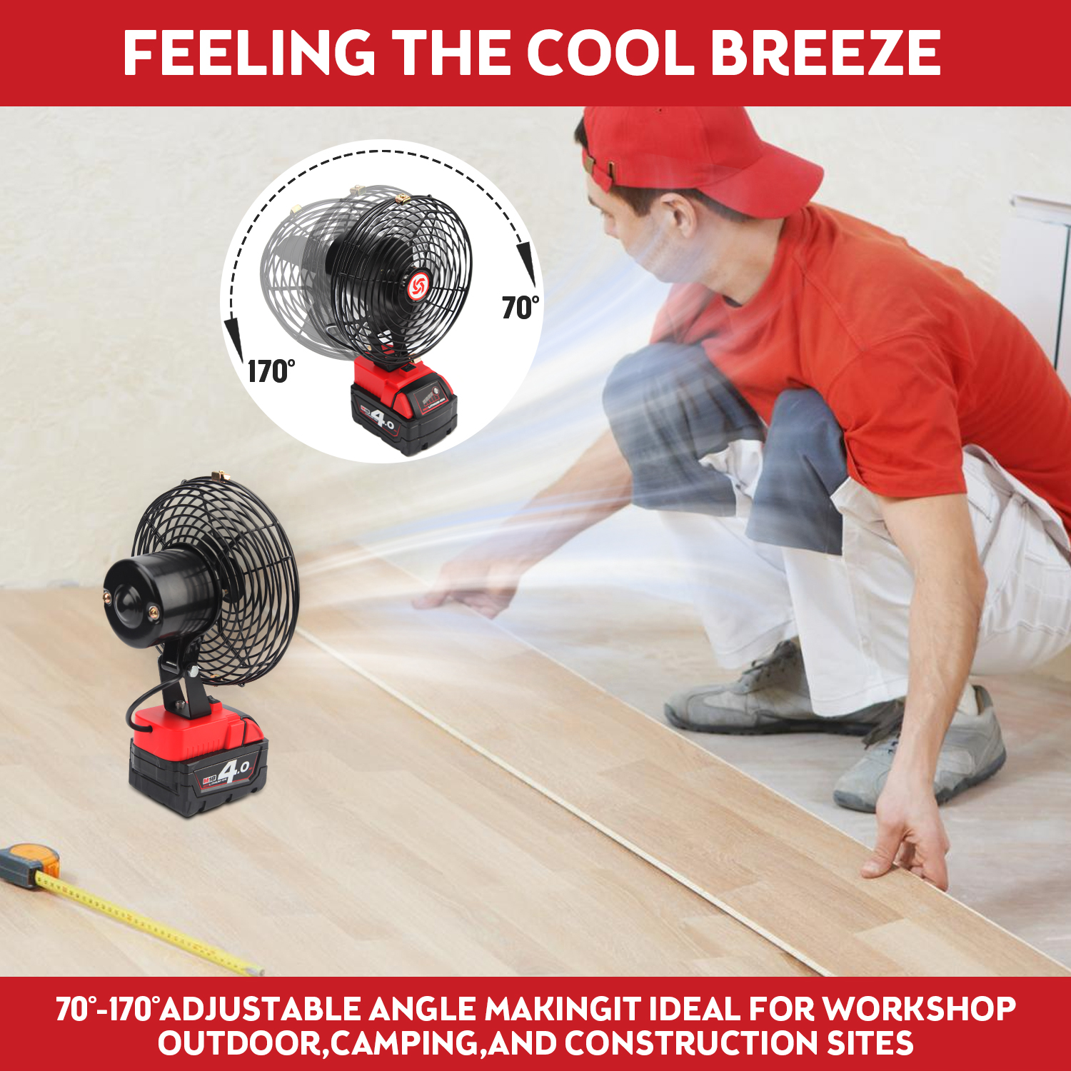 Cordless Portable Jobsite Fan for Milwaukee 18v 20v Max Battery ...