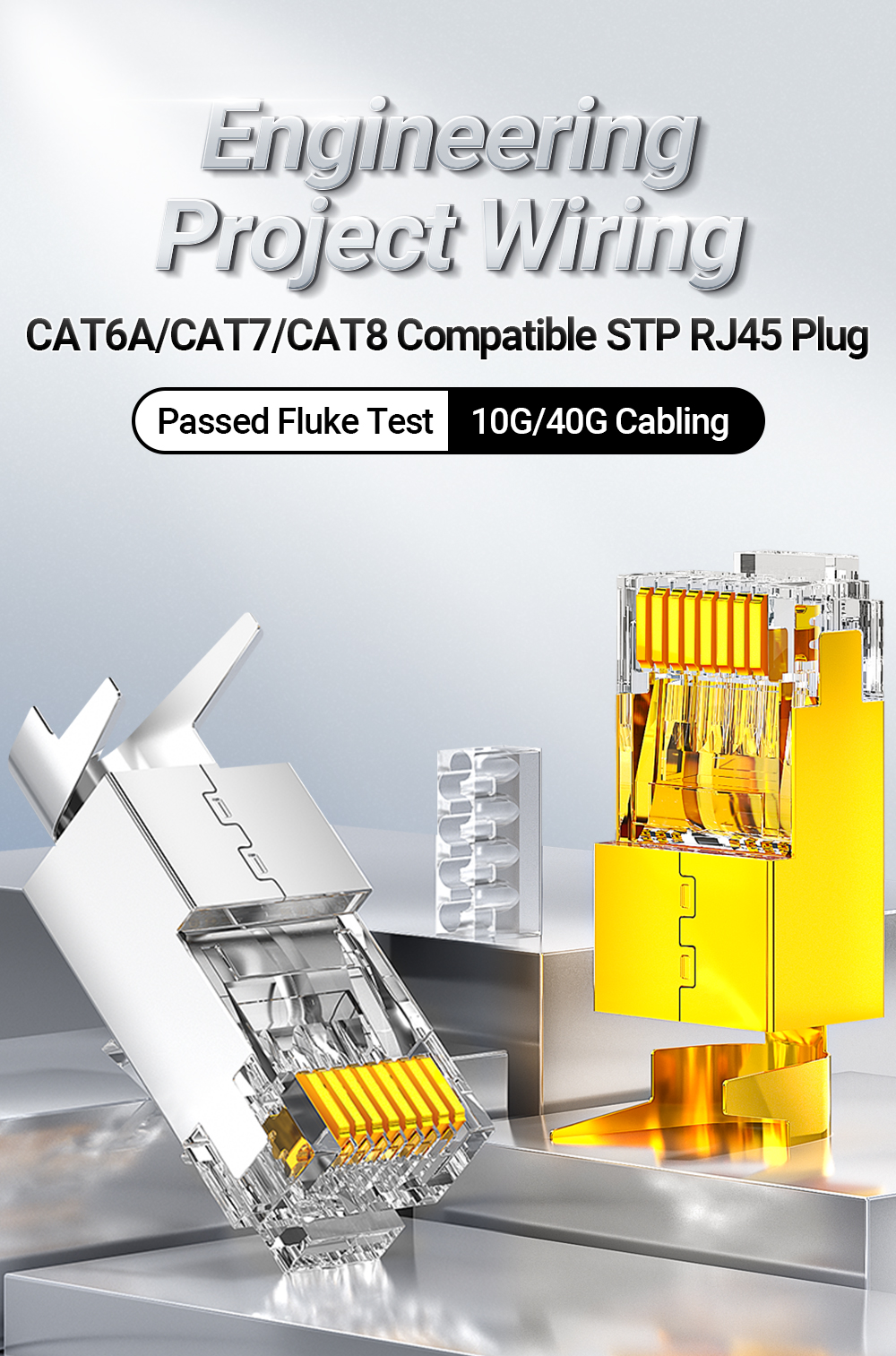 AMPCOM CAT7 RJ45 Connector: Enhanced Pass Through Design for Seamless CAT 6A and CAT 7 Network ...