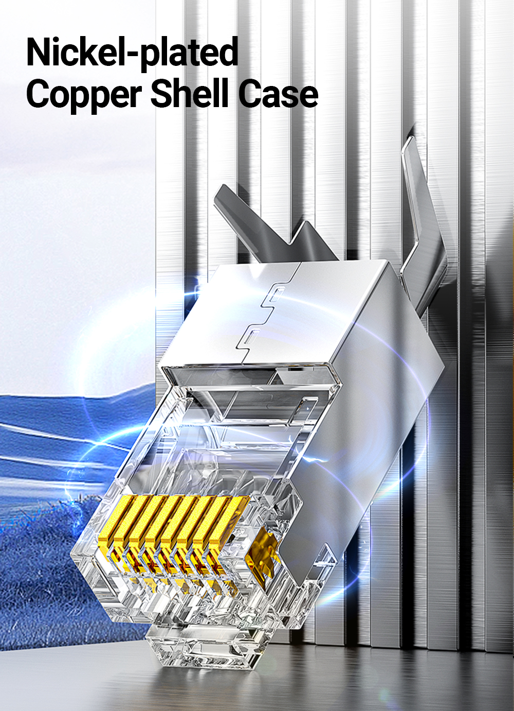 AMPCOM CAT7 RJ45 Connector: Enhanced Pass Through Design for Seamless CAT 6A and CAT 7 Network ...