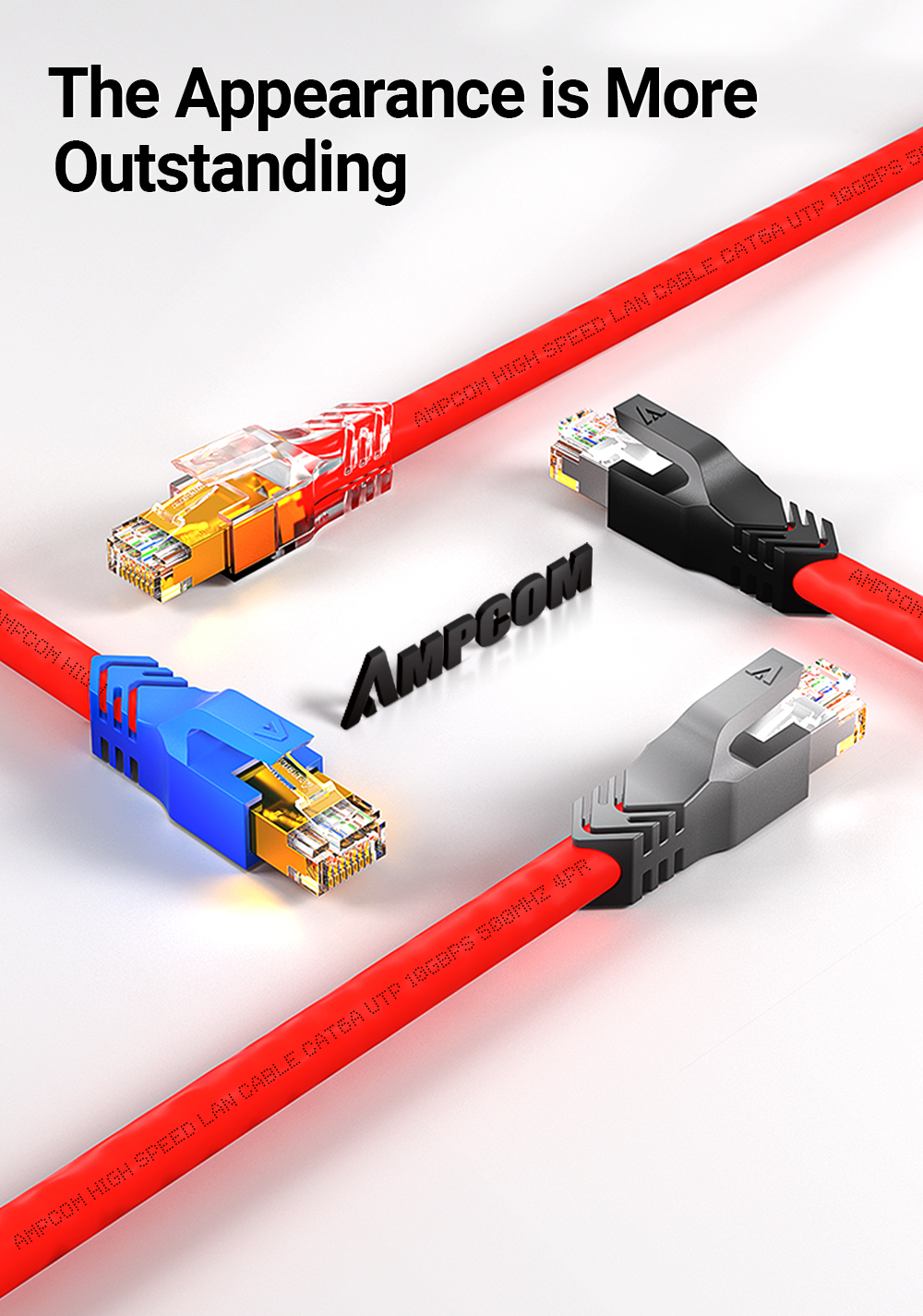 AMPCOM CAT7 RJ45 Connector: Enhanced Pass Through Design for Seamless CAT 6A and CAT 7 Network ...