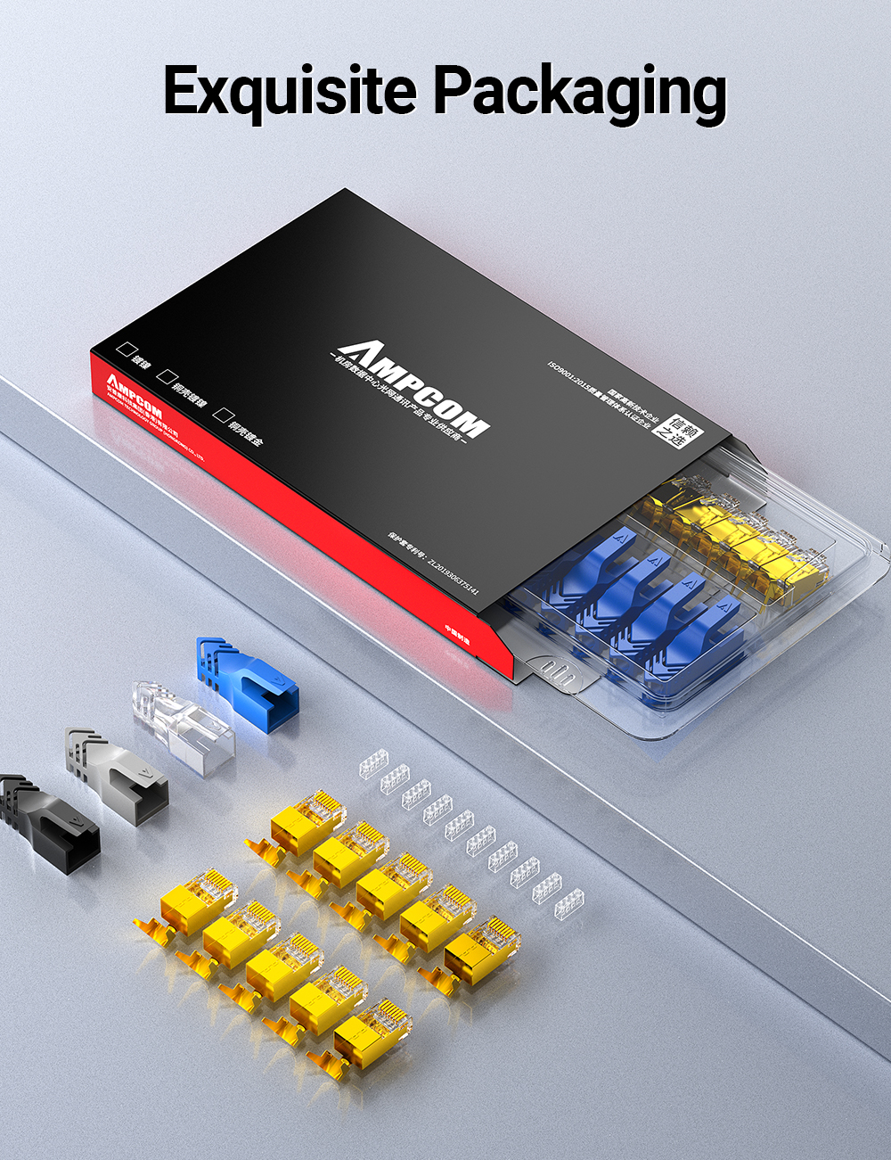 AMPCOM CAT7 RJ45 Connector: Enhanced Pass Through Design for Seamless CAT 6A and CAT 7 Network ...