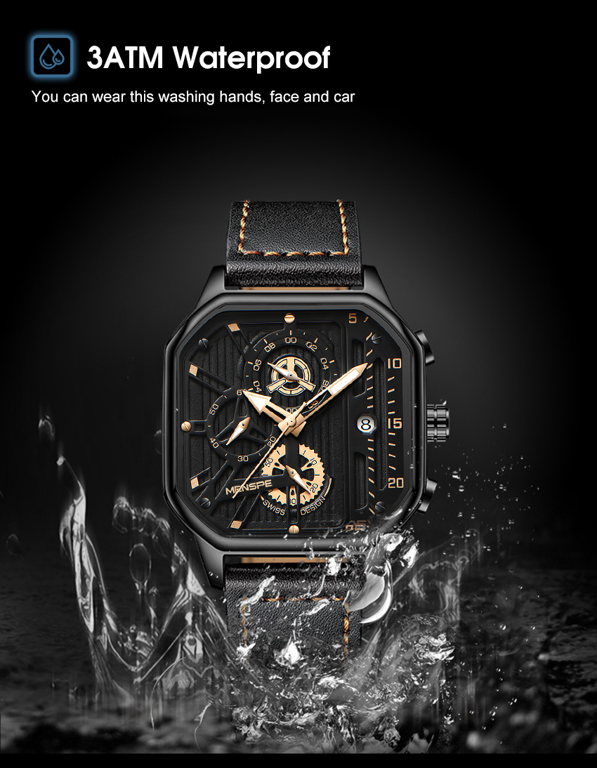 MENSPE Watch for Men Water Proof Original Watch Quartz Leather Men ...