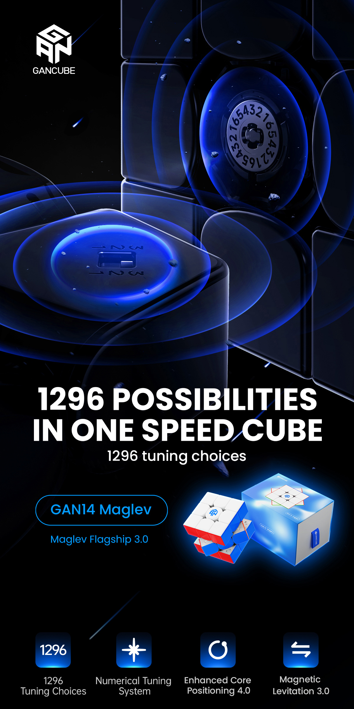 GAN 14 Maglev 3x3 Magnetic Speed Cube Competition Cube Puzzle Toys 2023 ...