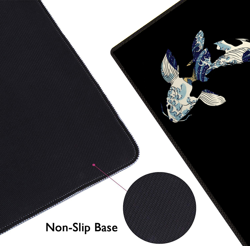Fish Mousepad Black Great Wave Custom Printed Large Extended Mousepad ...