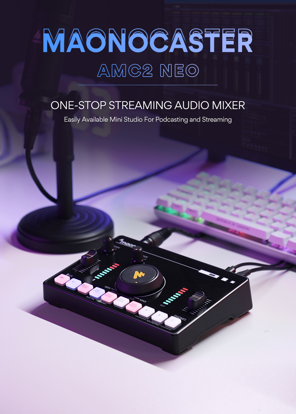 Maono AMC2 Neo Professional Sound Card Audio Interface Mixer With 48V ...