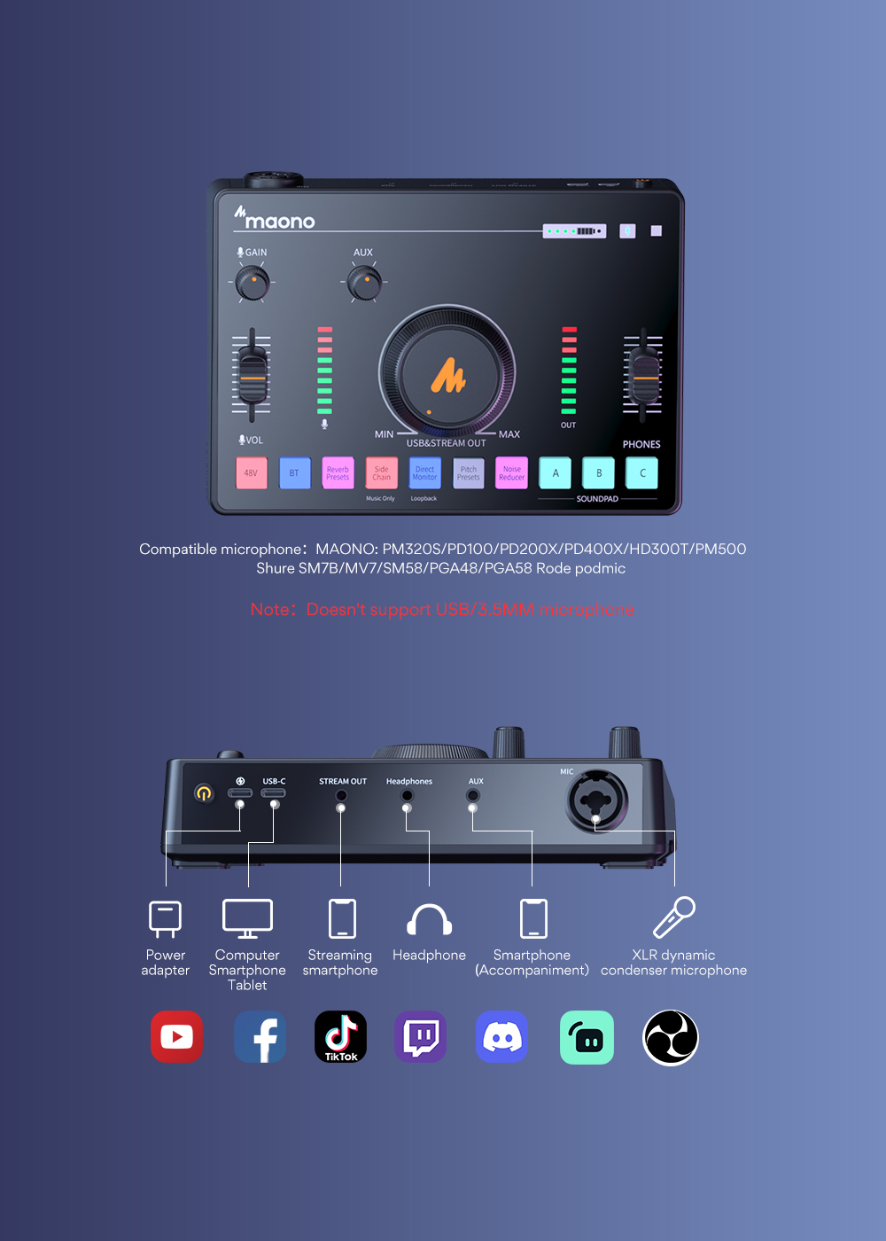 Maono AMC2 Neo Professional Sound Card Audio Interface Mixer With 48V ...