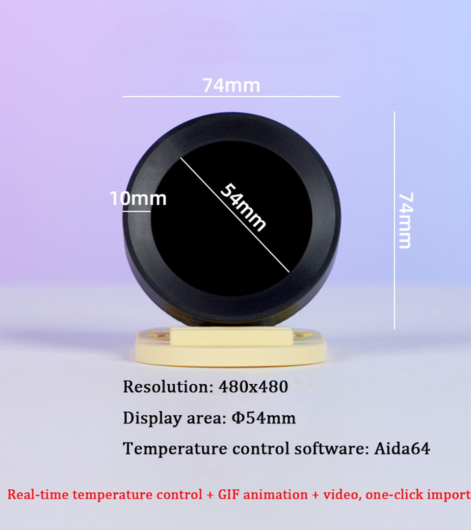 2.1 Inch IPS Round Screen Dynamic Display Temperature AIDA64 Circle ...