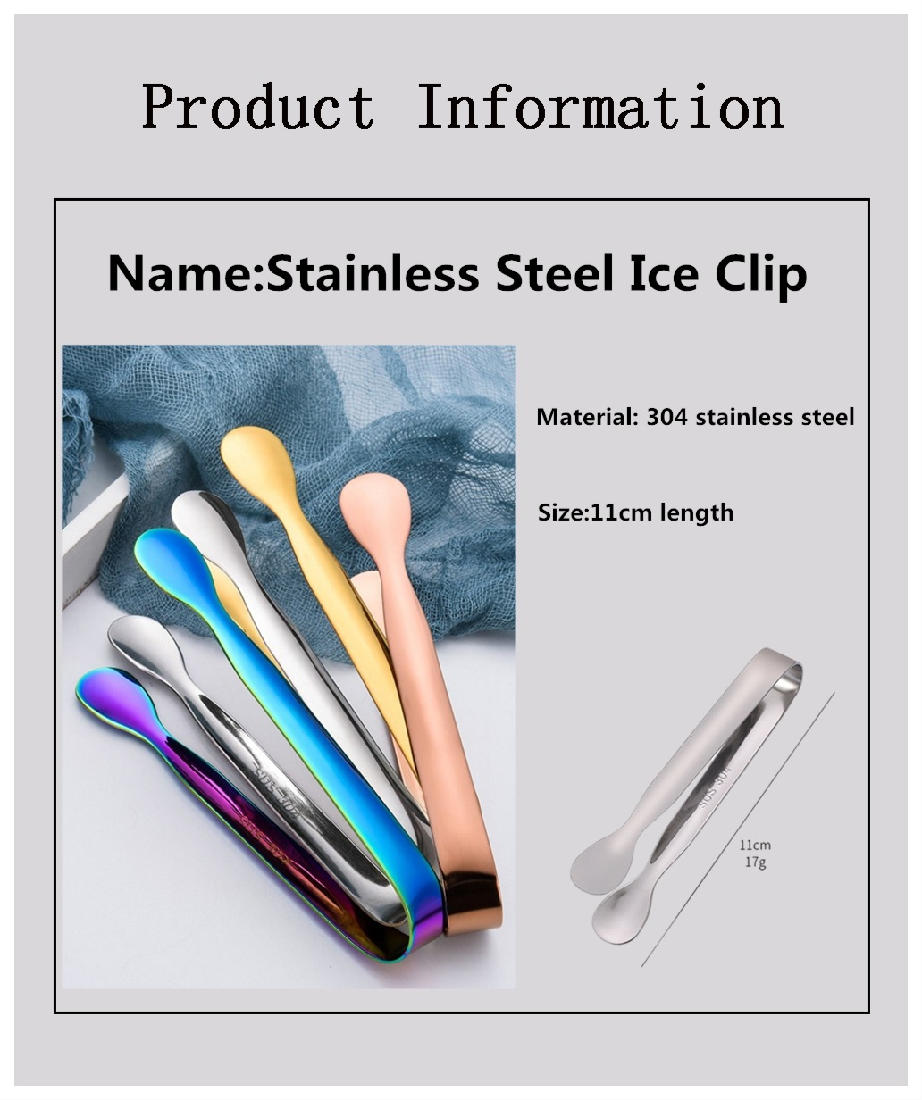 Stainless Steel Ice Tongs Gold Sugar Clamp Ice Cube Tongs Mini Metal ...