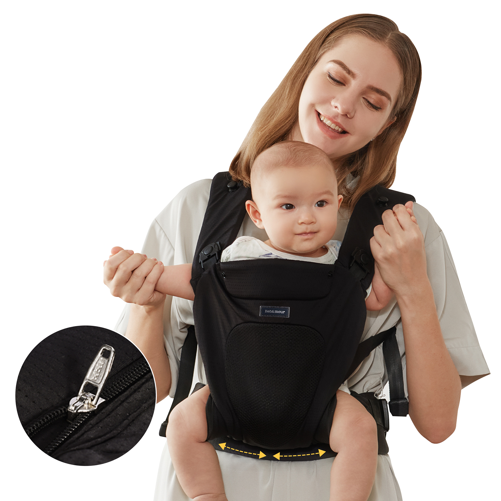 Bebamour Wrap Baby Carrier All Positions Soft Baby Carrier Adjustable ...