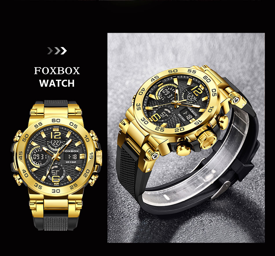 FOXBOX Jam Tangan Lelaki Original LIGE Analog Digital Men's Watch ...