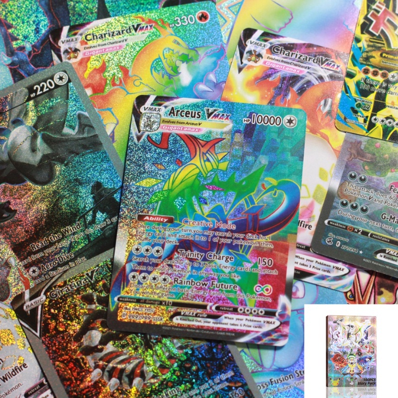 100pcs Pokemon Glory Pack Ultra Rare Shiny Vmax/Vstar/GX/Mega Cards ...