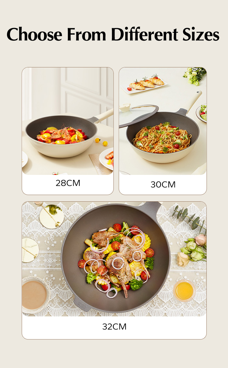 Redchef Nonstick Ti-Ceramic Large Capacity Wok No PFAS& PTFE& PFOA Suitable for All Stoves ...