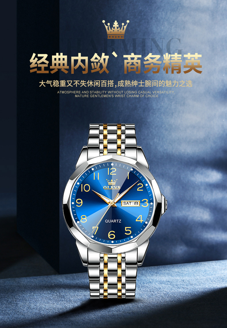 [Ready Stock] OLEVS 9970 Fashion Business Casual Quartz Watch Men's ...