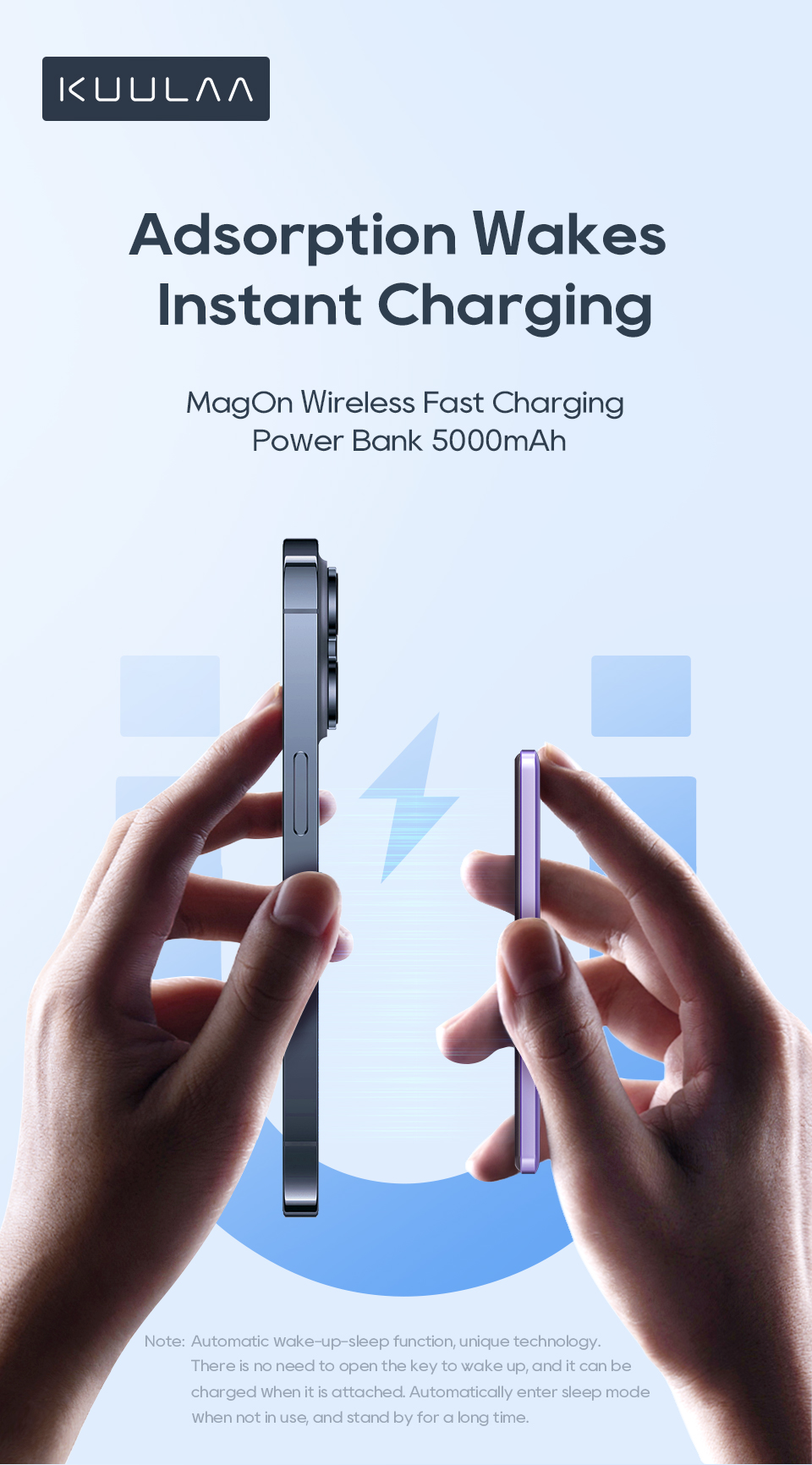 KUULAA 5000mAh Wireless magnetic suction charging bank Magsafe 20W Fast ...