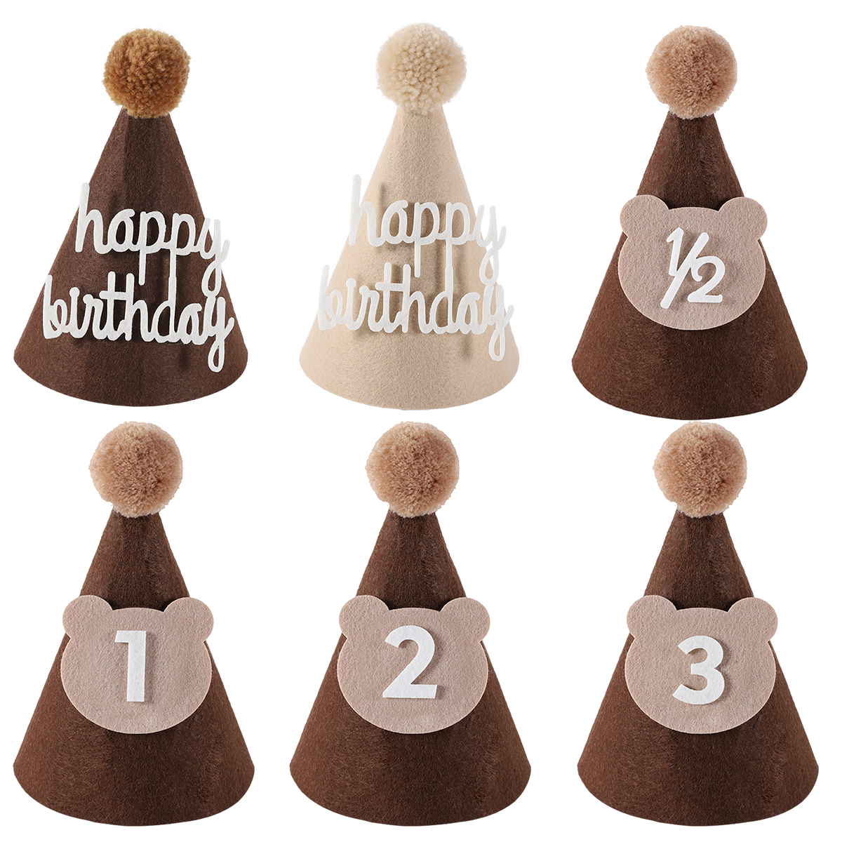 Coffee Bear Vintage Felt Birthday Party Hat 1 Year Old 2 year old 3 ...